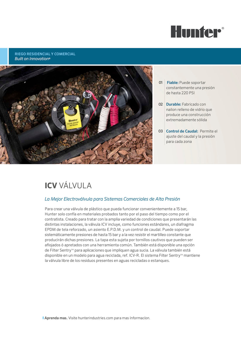 Válvula Eléctrica Hunter ICV 101 G De 1 pulg. – BASCOMEX